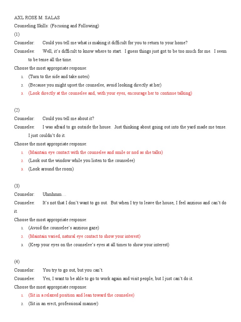 Exercises Focusing Following | PDF