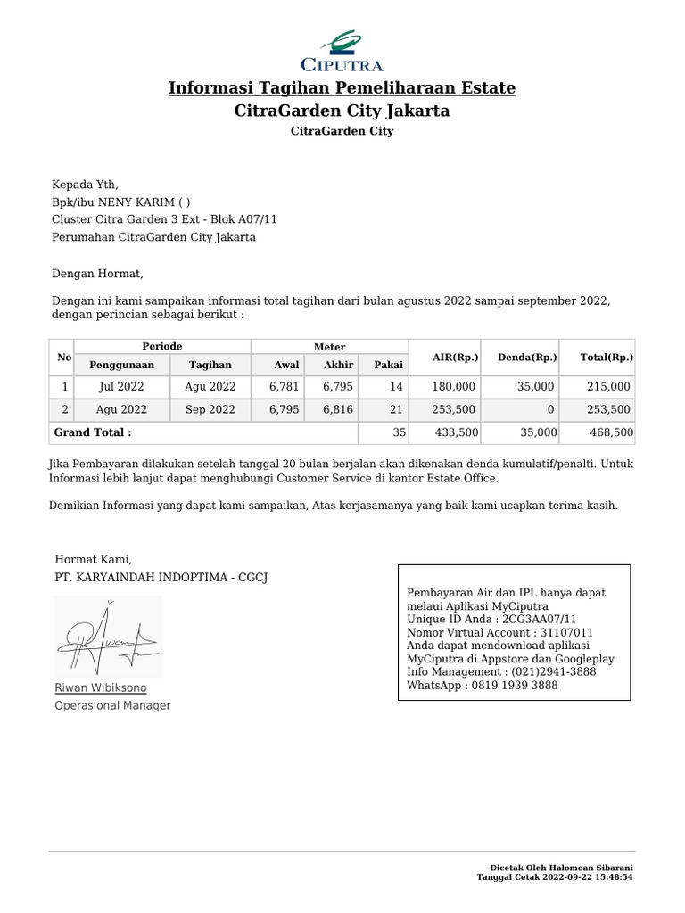 A07.11.Rincian Tagihan | PDF