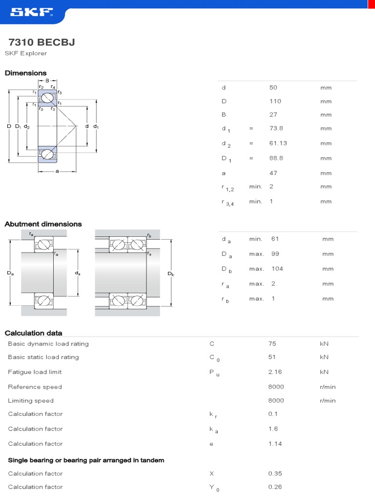 Angular Contact Ball Bearings Single Row-7310 BECBJ | PDF