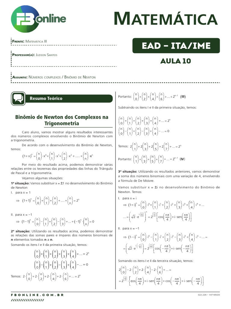Aula 10 | PDF | Matemática | Álgebra abstrata