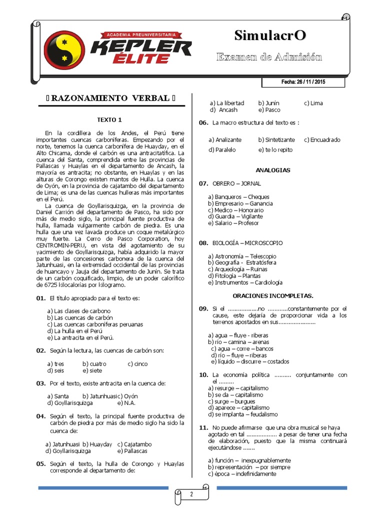 Semana 09 Simulacro | PDF | Carbohidratos