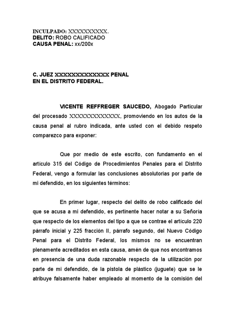 Escrito de Conclusiones | PDF | Procedimiento Criminal | Derecho penal