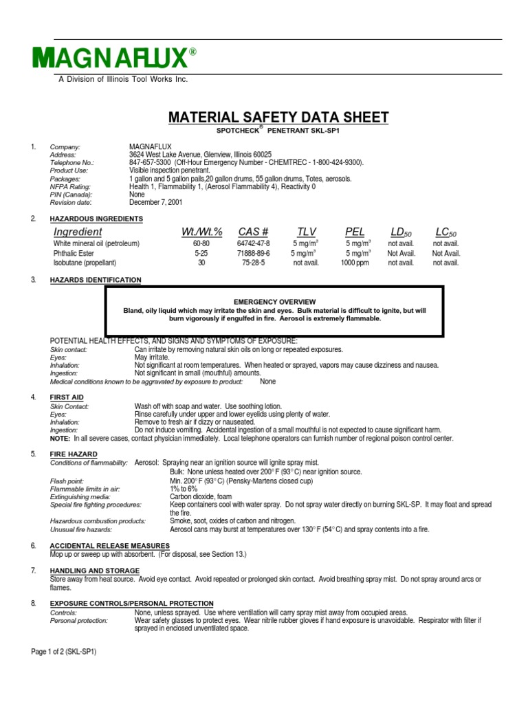 Msds SKL sp1 | PDF | Fires | Combustion