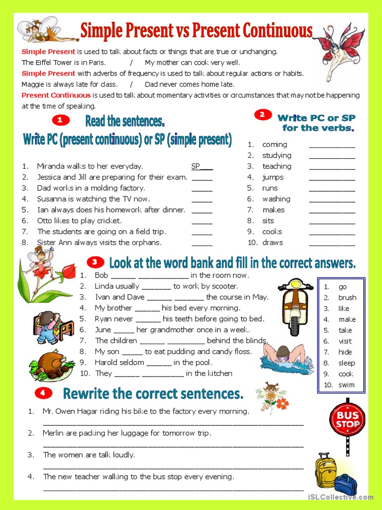 Present Simple vs. Present Continuous Guide | PDF