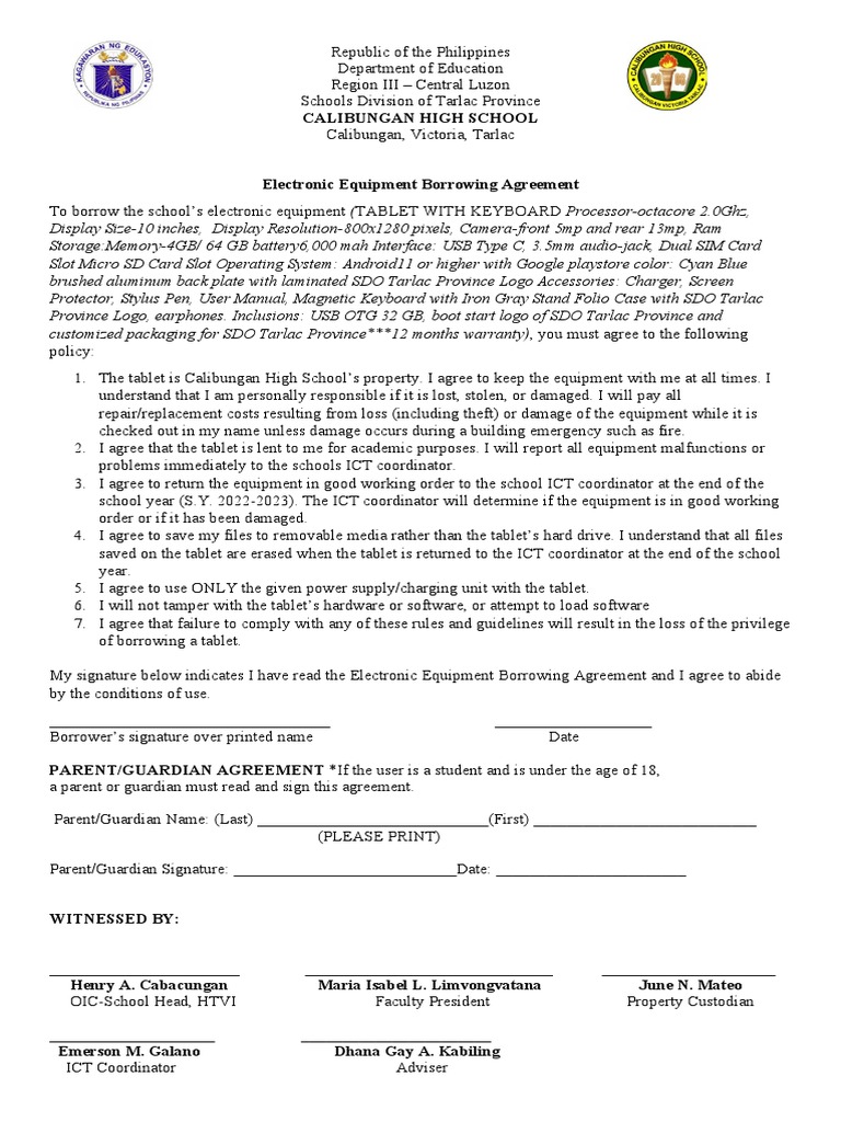 Tablet Agreement | PDF