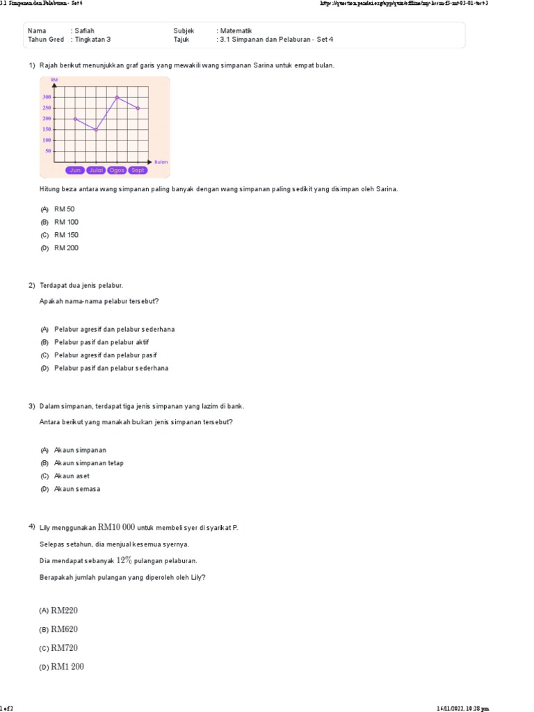 Jenis Pelaburan Tingkatan 3 | PDF