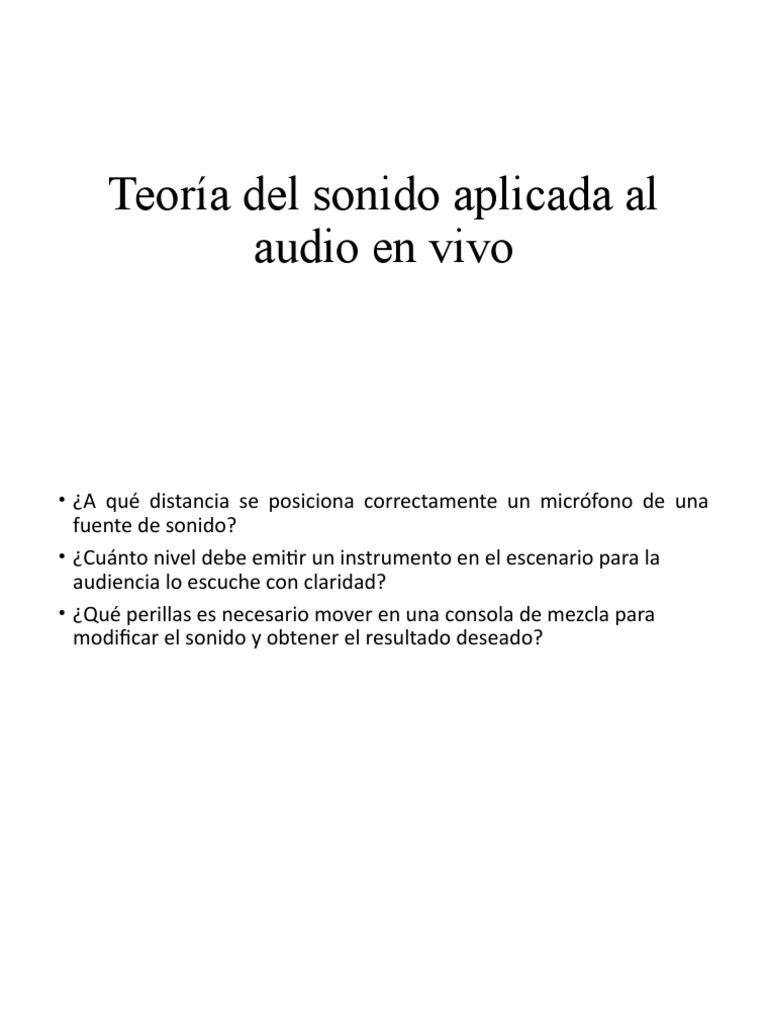 Teoría Del Sonido Aplicada Al Audio en Vivo | PDF | Sonido | Olas