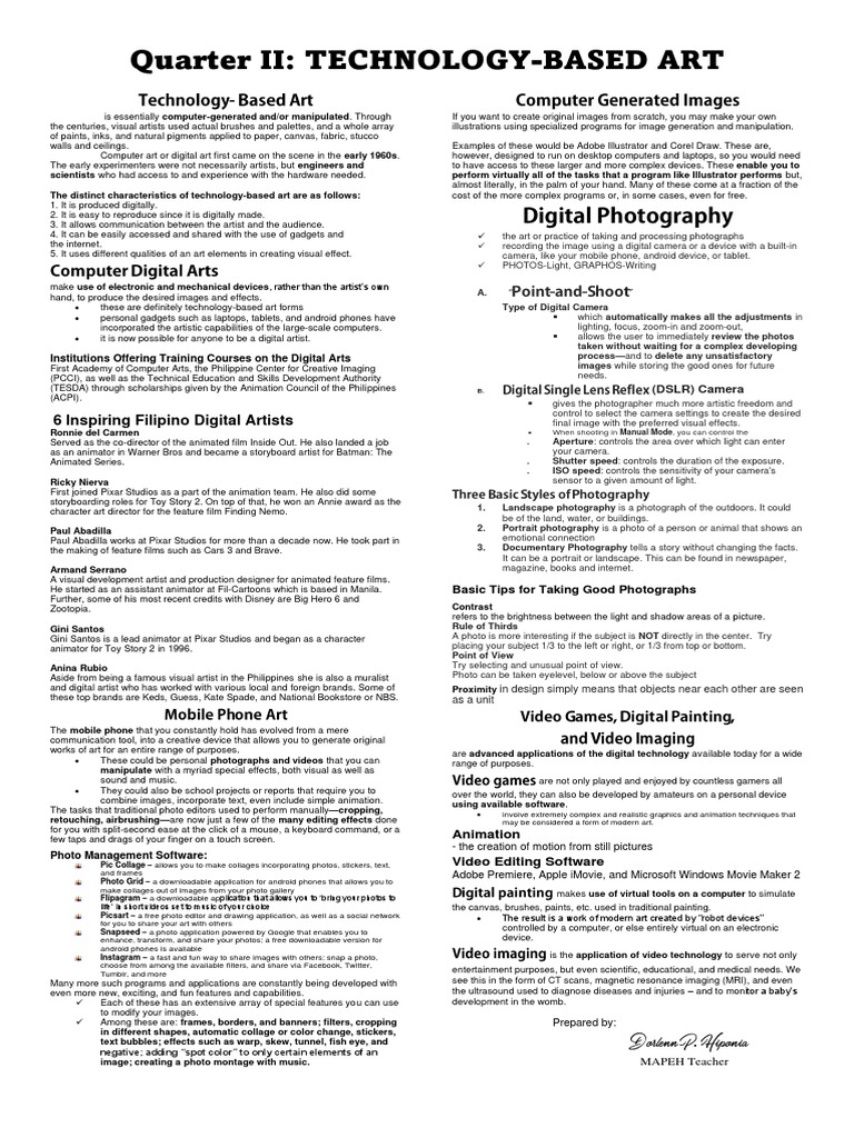 G10Q2 Technology Based Art | PDF | Camera | Animation