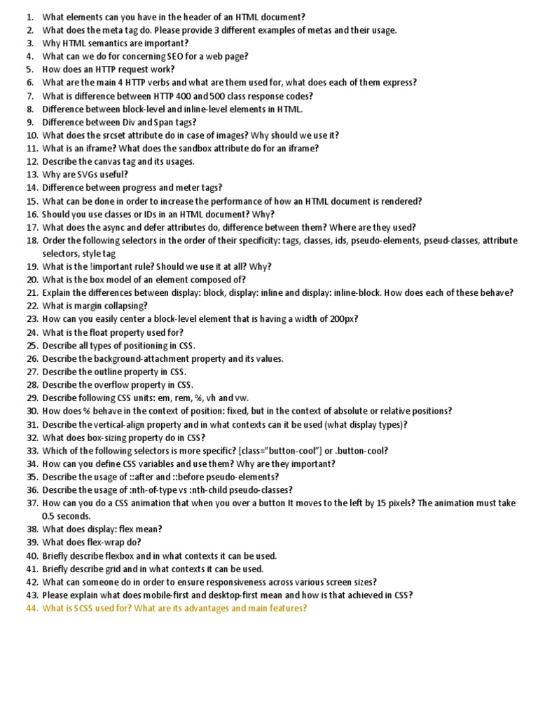 HTML Quiz PDF