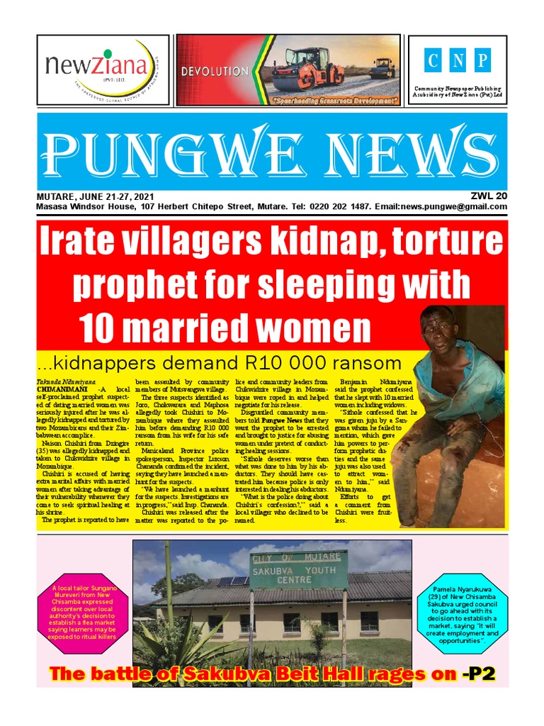 Pungwe News June 21-27, 2021 E-Paper | PDF | World Health Organization