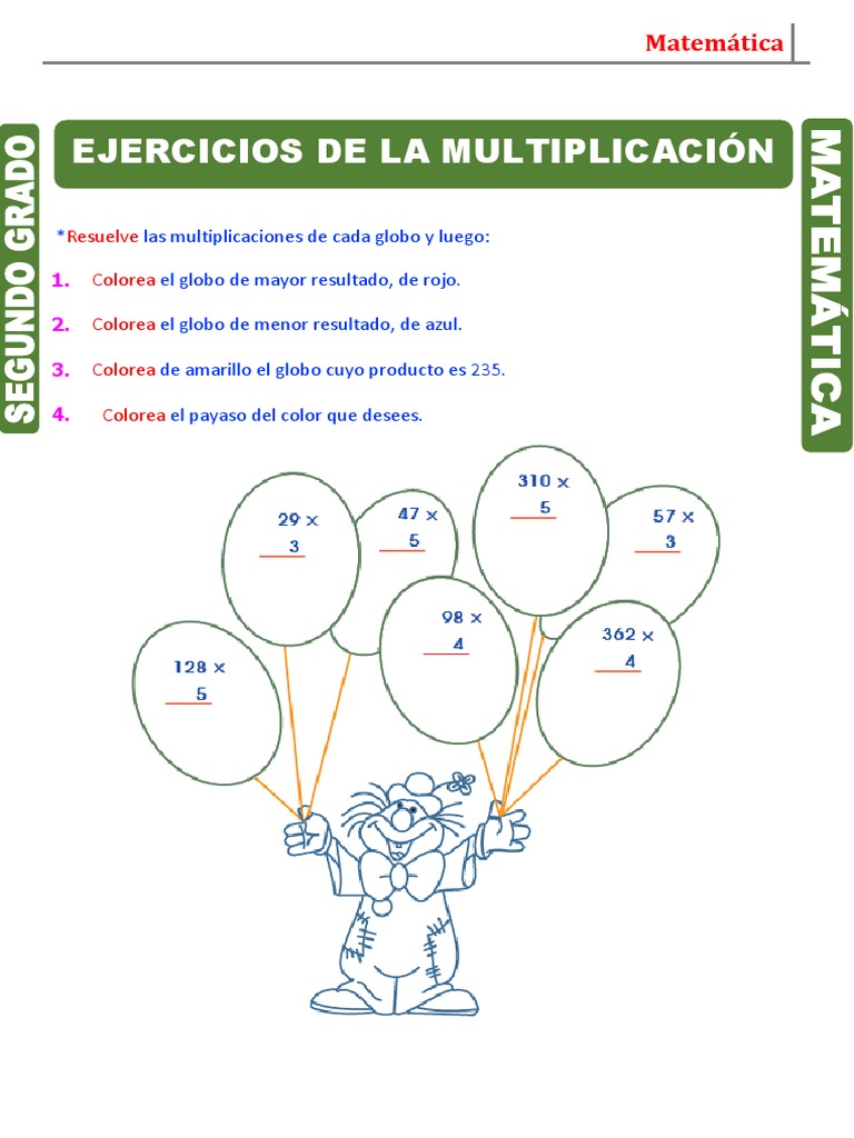 Ejercicios de Multiplicación para Segundo Grado de Primaria | PDF ...