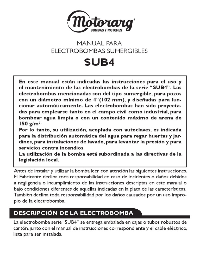 Manual SUB4 | PDF | Corriente eléctrica | Bienes manufacturados