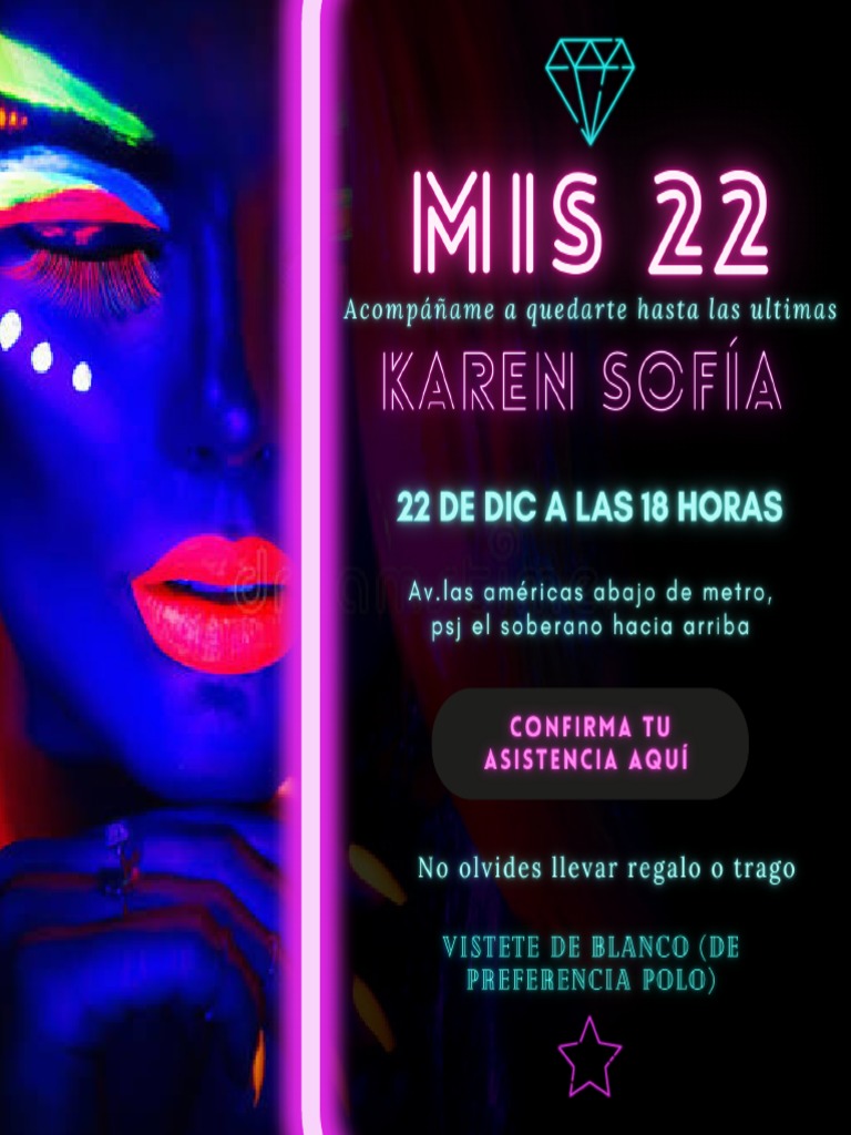 Karen Sofia Invitacion Neón | PDF