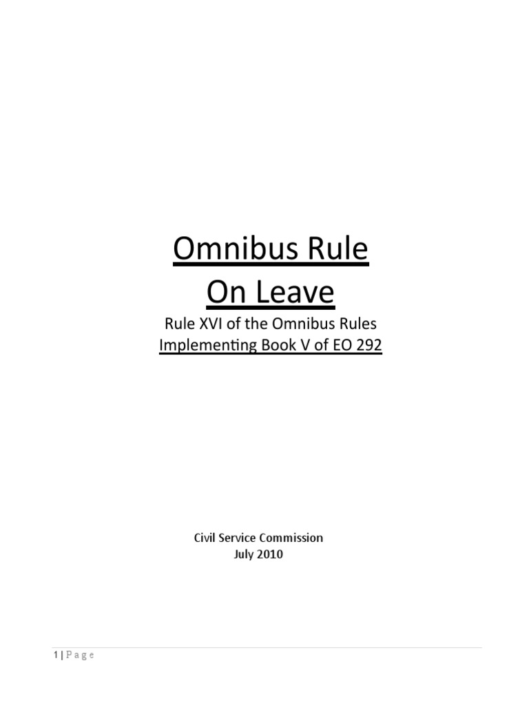 Omnibus Rules On Leave July 2010 | PDF | Parental Leave | Employment