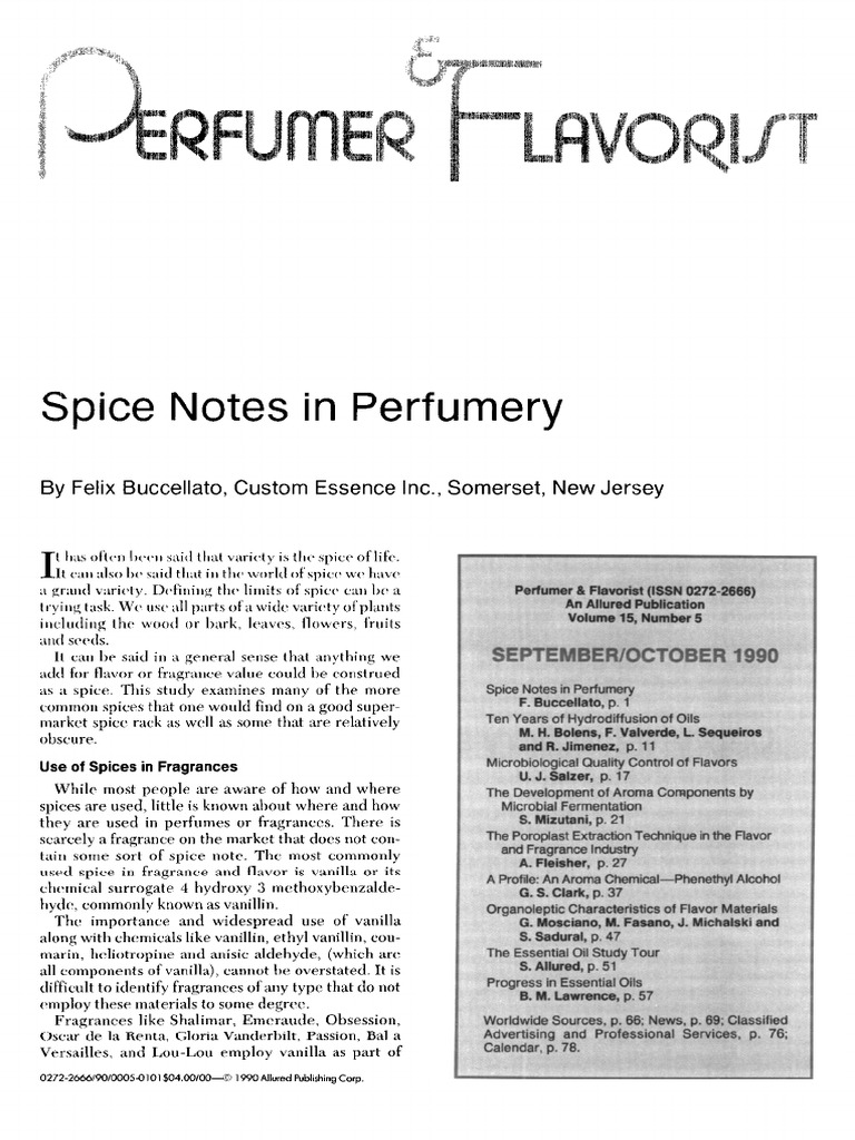 Spice Notes in Perfumery | PDF | Perfume | Clove