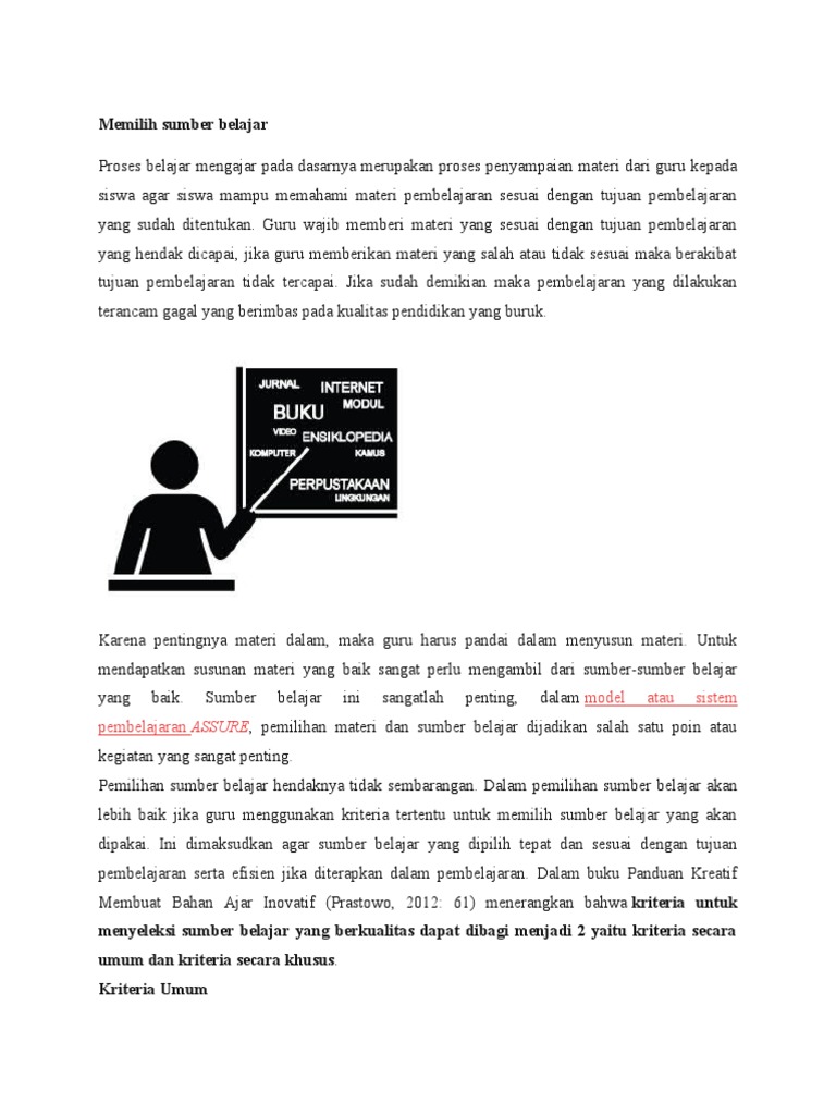 Memilih Sumber Belajar yang Tepat | PDF Memilih Sumber Belajar yang Tepat | PDF