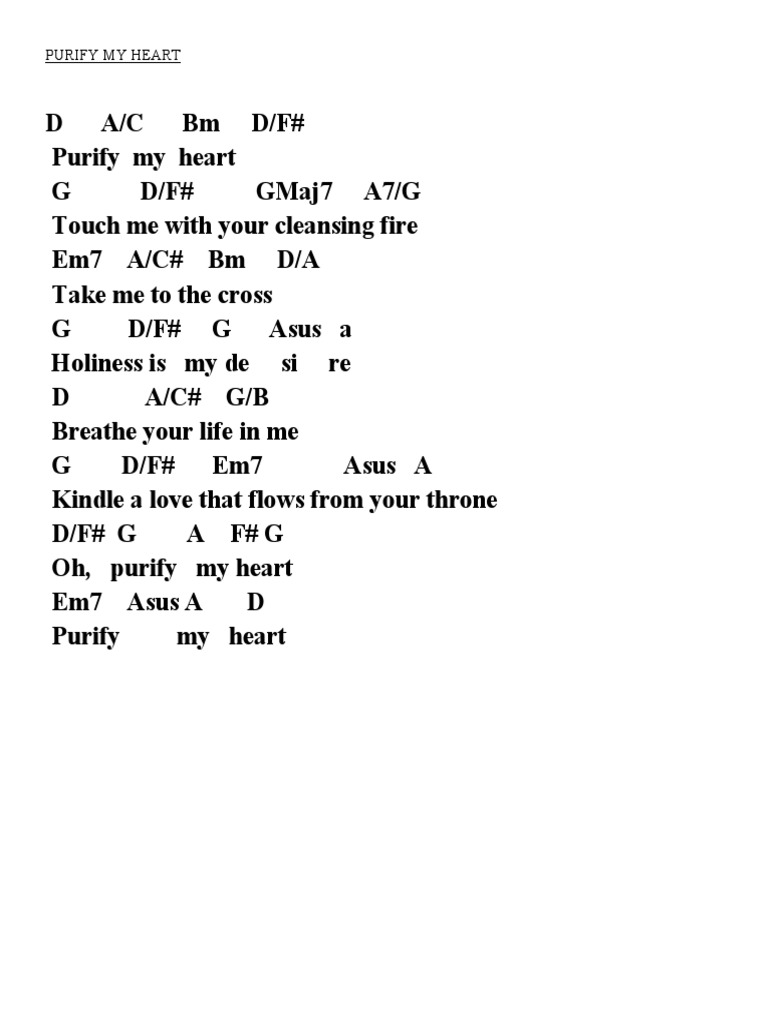 Purify My Heart Lyrics and Chords | PDF | Language Arts & Discipline