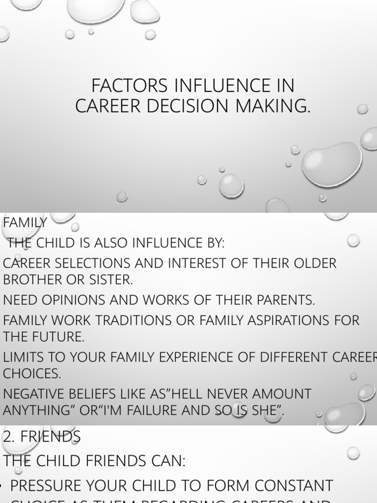 Factors Influence in Career Decision Making. | PDF