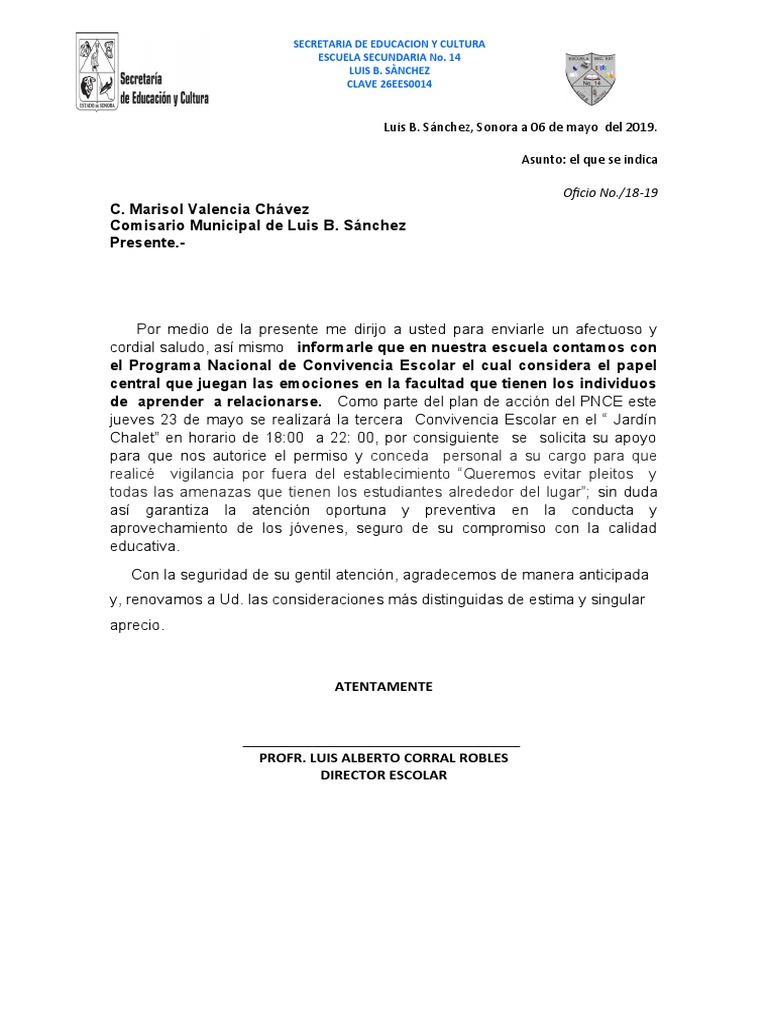 Solicitud de Permiso A Comisaria | PDF