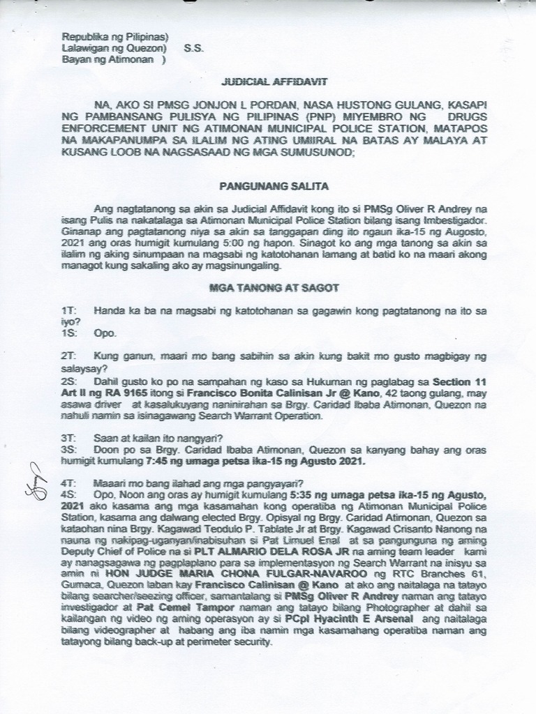 Affidavit 08152021 PMSG Pordan - 1 | PDF