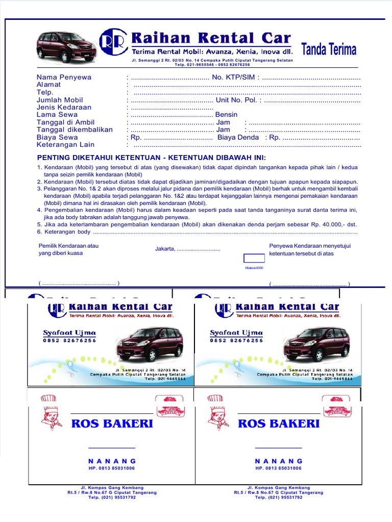 Dokumen - Tips Kwitansi Rental Raihan | PDF