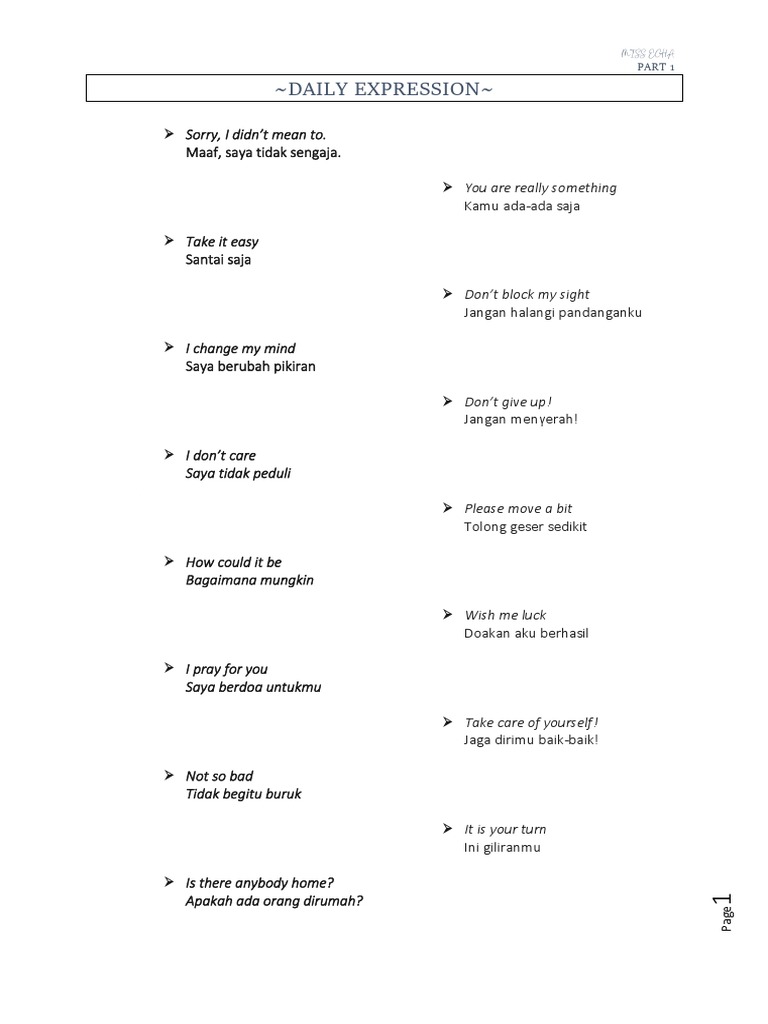 READY Daily Expression Part 1 | PDF