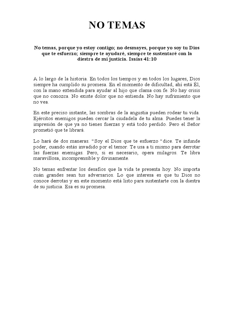 No temas, confía en el Señor | PDF