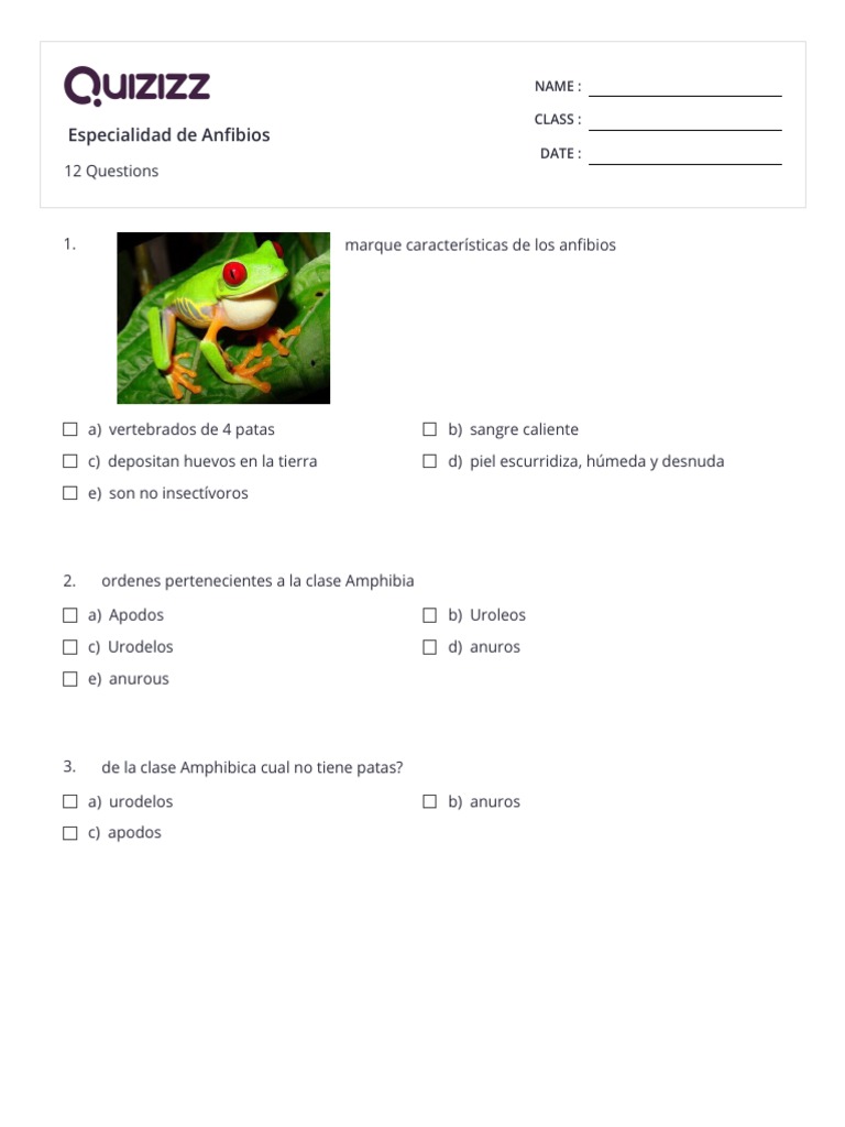 Especialidad de Anfibios: Guía Didáctica | PDF | Rana | Anfibio