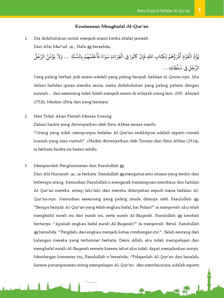 Buku Setoran Hafalan Al-Quran | PDF