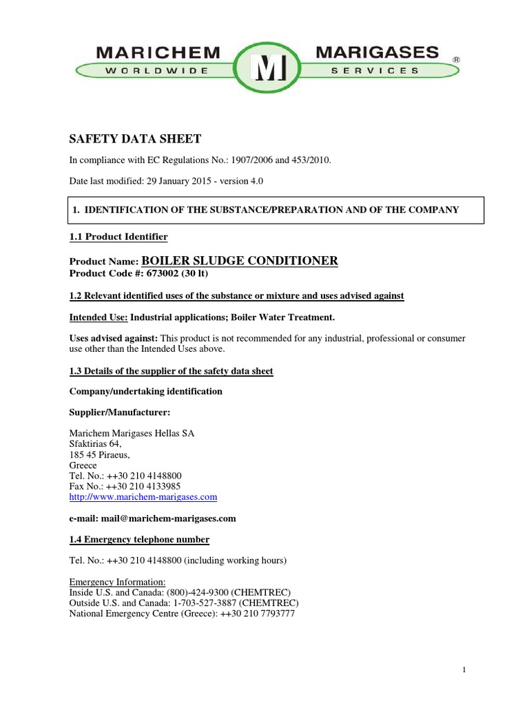 Boiler Sludge Conditioner | PDF | Toxicity | Personal Protective Equipment