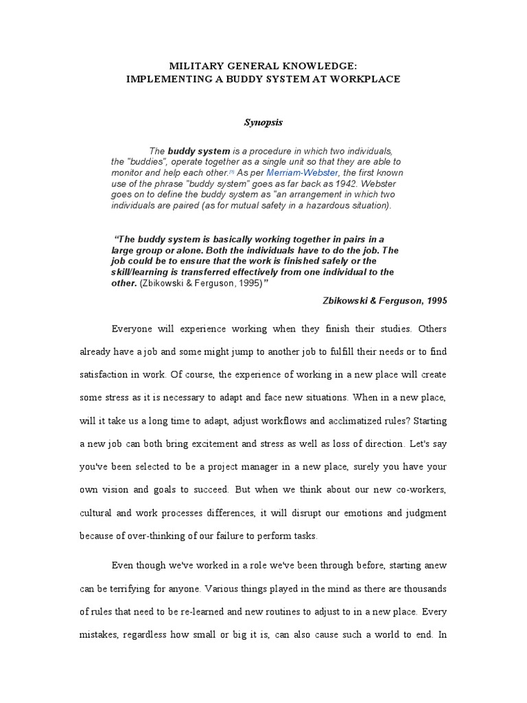Esei MILITARY GENERAL KNOWLEDGE - Implementing Buddy System in ...