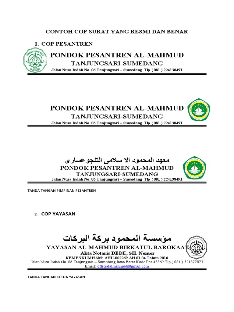 Contoh Cop Surat Yang Resmi Dan Benar | PDF