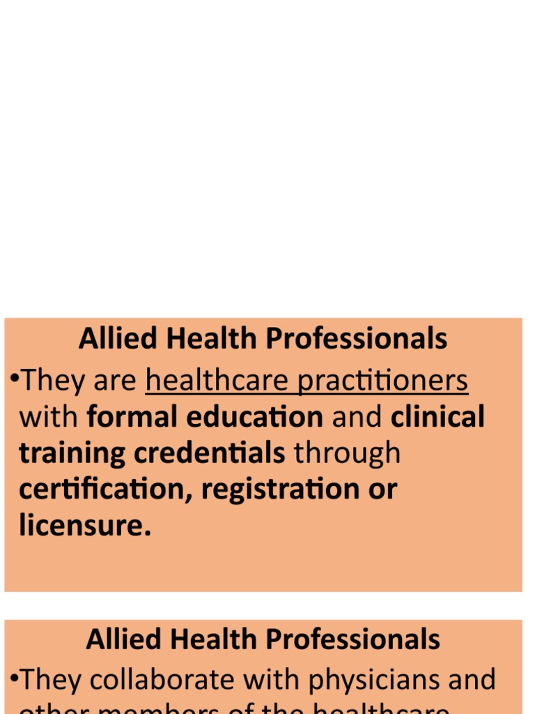 Allied Health Professionals | PDF | Health Professional | Health Care