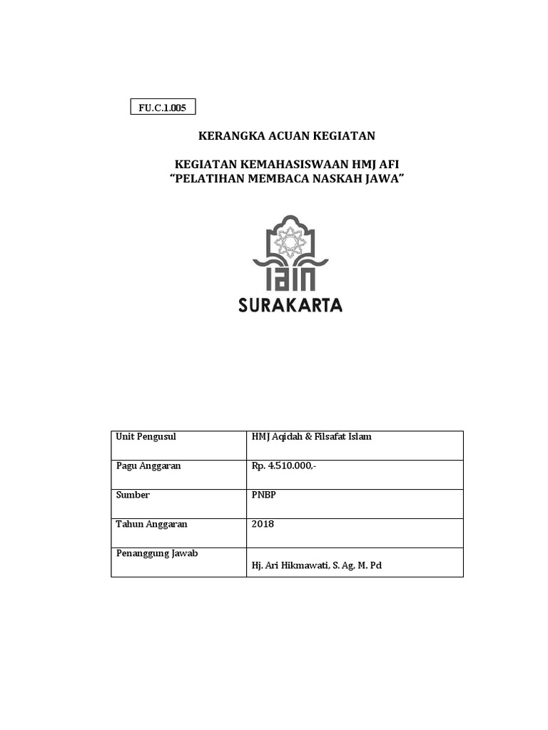 KAK Pelatihan Membaca Naskah Jawa-3 | PDF