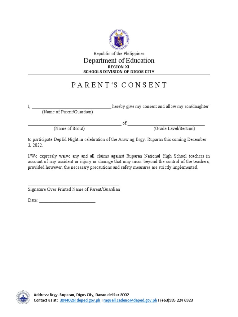 Parent Consent Scouting | PDF