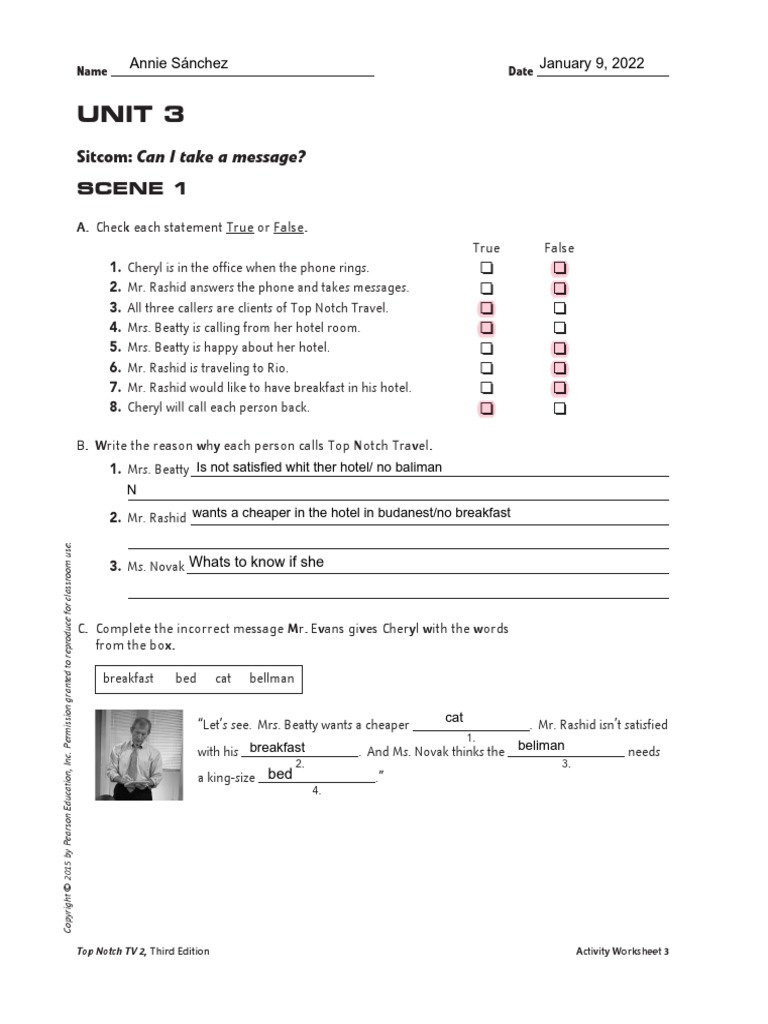 UNIT 03 TV Activity Worksheets | PDF