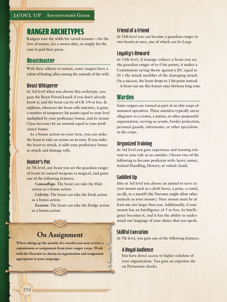 Ranger Level Up Guide for 5E | PDF | Role Playing Games