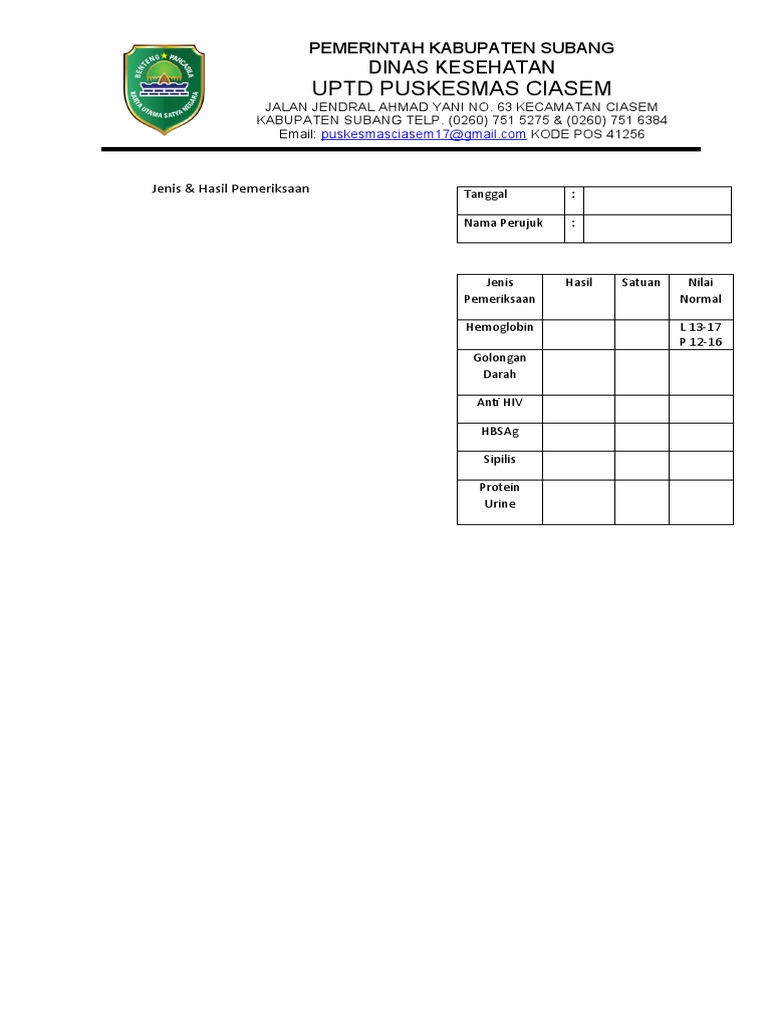 Formulir Cek Lab Bumil | PDF