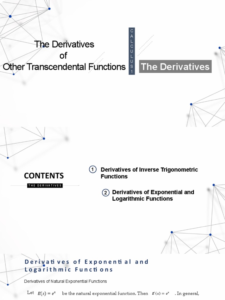 Derivatives of Exponential and Logarithmic Functions | PDF | Function (Mathematics) | Derivative