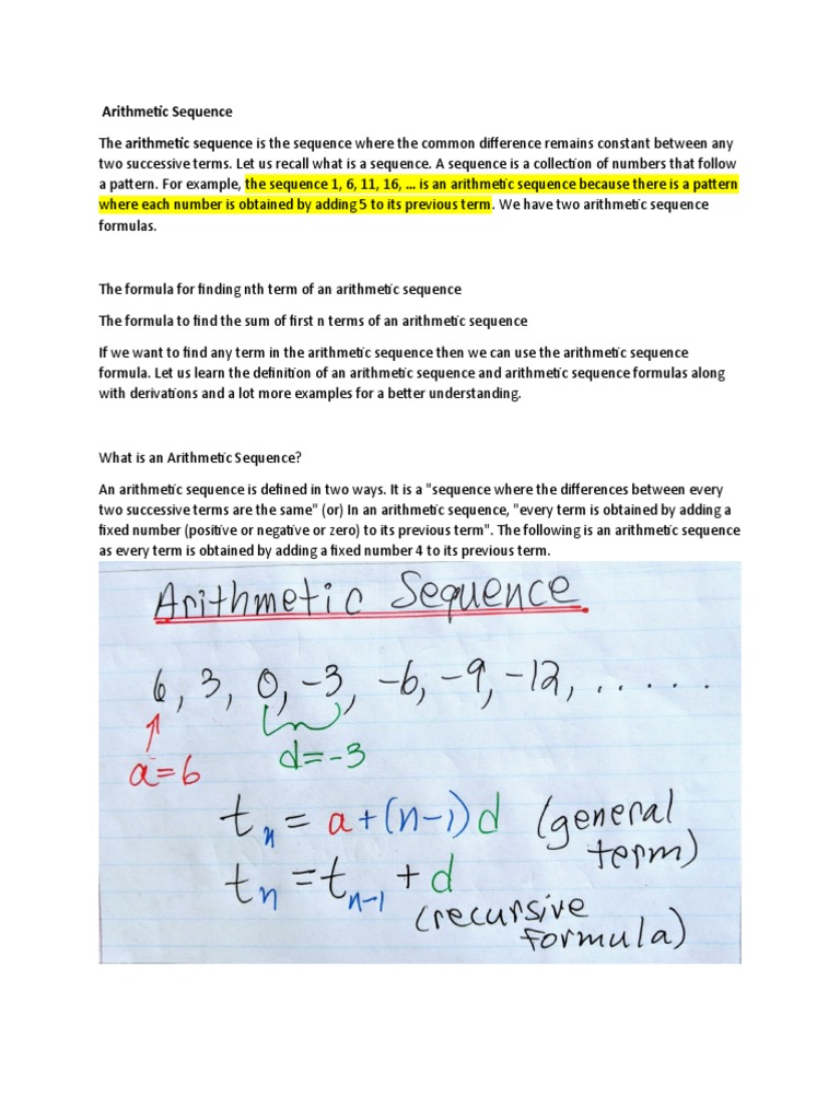 Arithmetic Sequence | PDF | Sequence | Numbers