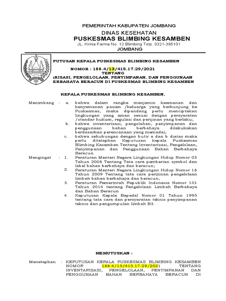 SK Inventarisasi B3 & LB3 | PDF