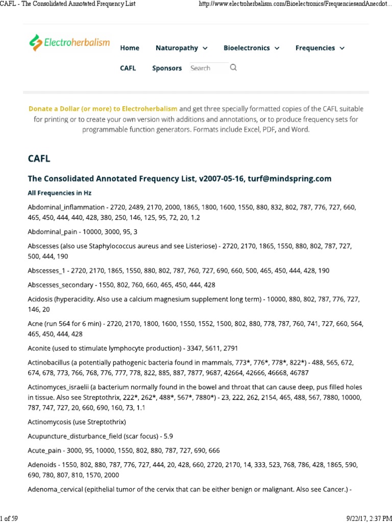 CAFL - The Consolidated Annotated Frequency List | PDF