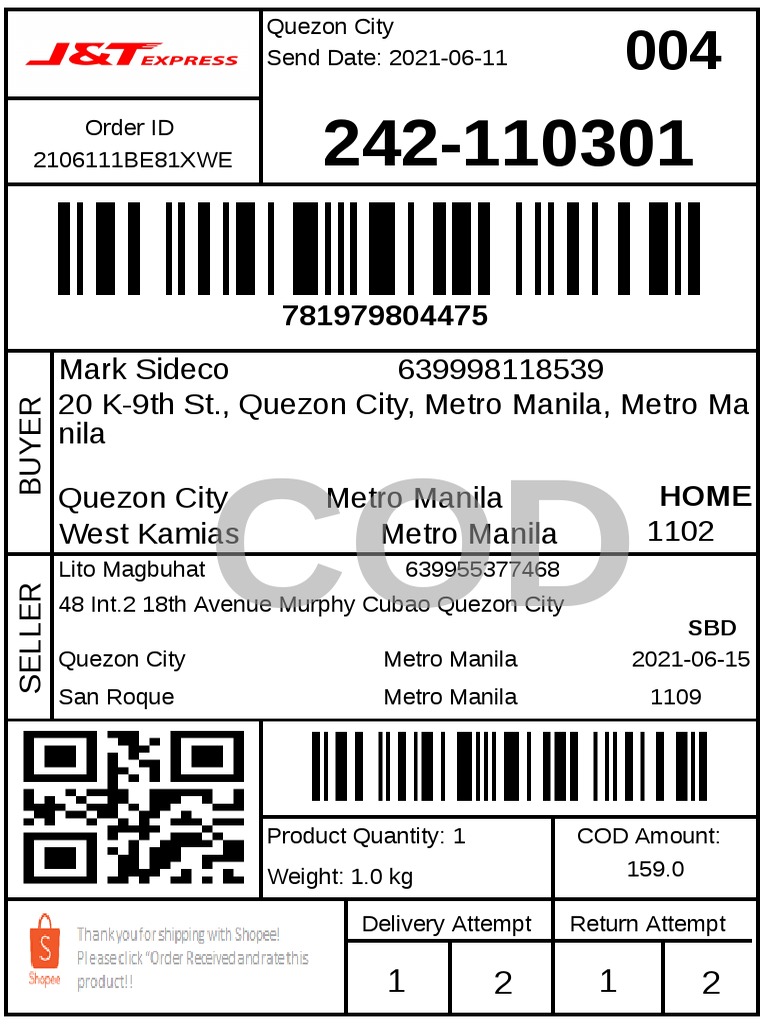 Air Waybill.J&T Express-1 - 20 | PDF