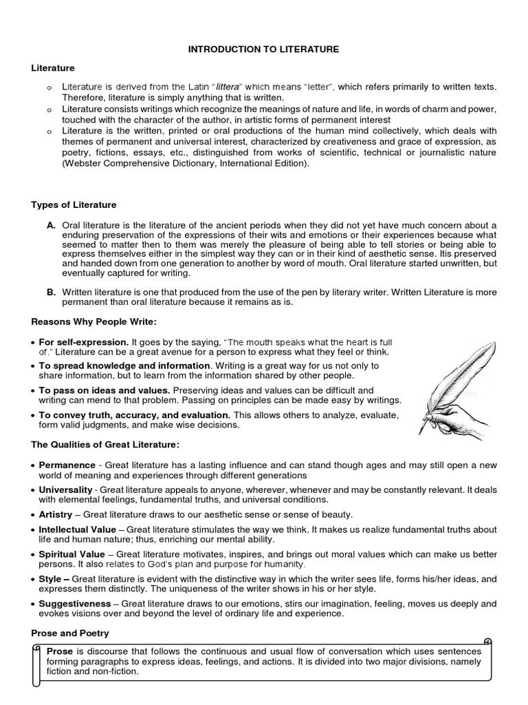 Overview Of Literature Types And Qualities Pdf Poetry Lyric Poetry