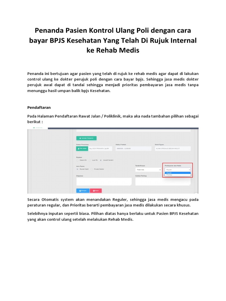 Penanda Pasien Kontrol Ulang Poli Dengan Cara Bayar BPJS Kesehatan Yang Telah Di Rujuk Internal ...