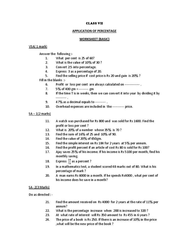 WS - Application of Percentage HOTS | PDF | Percentage | Economies