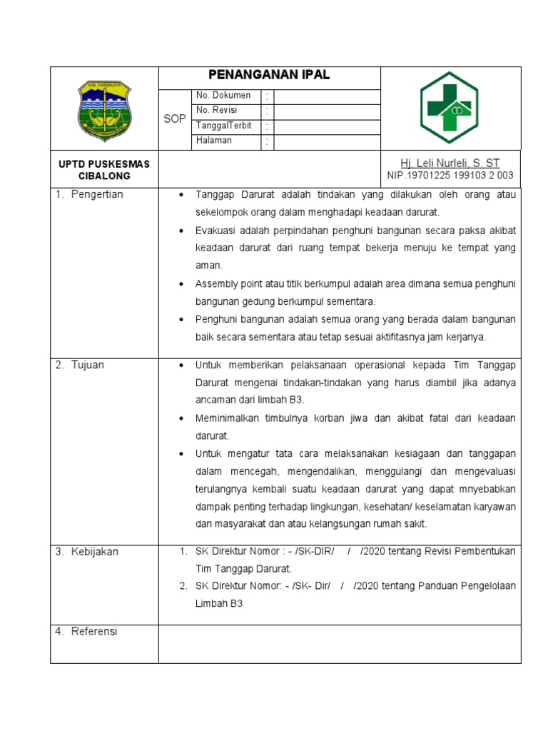 Sop Penanganan Ipal | PDF
