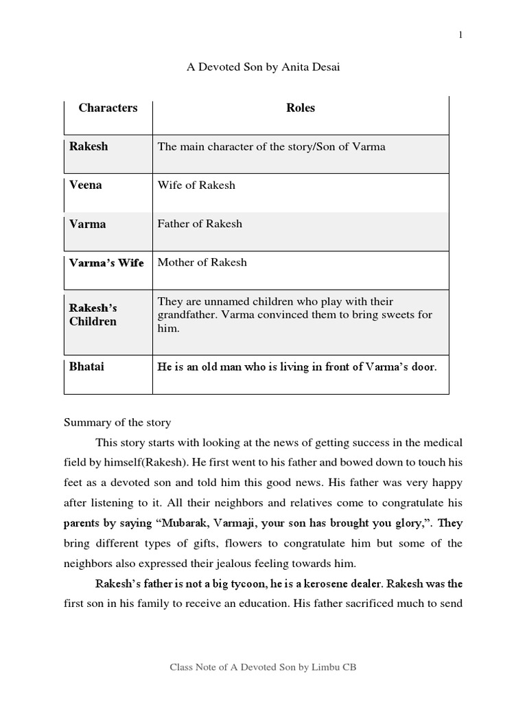Summary of A Devoted Son | PDF | Food And Drink