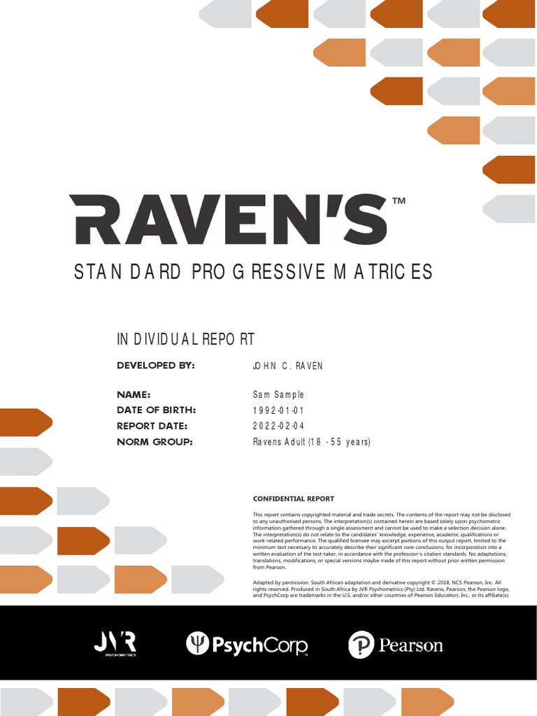Sample Ravens SPM Online Report | PDF | Psychometrics | Reason