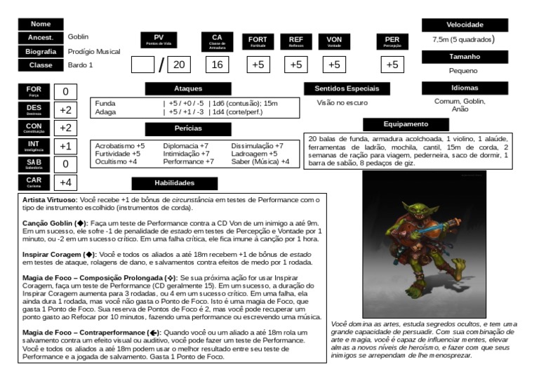 Ficha Bardo PF2 | PDF